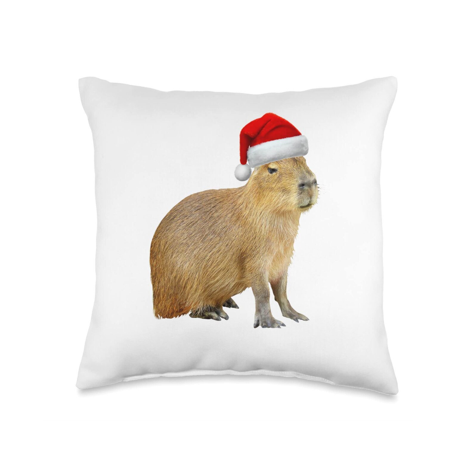 Cute Capybara Wearing a Festive Santa Hat - Baby Capybara